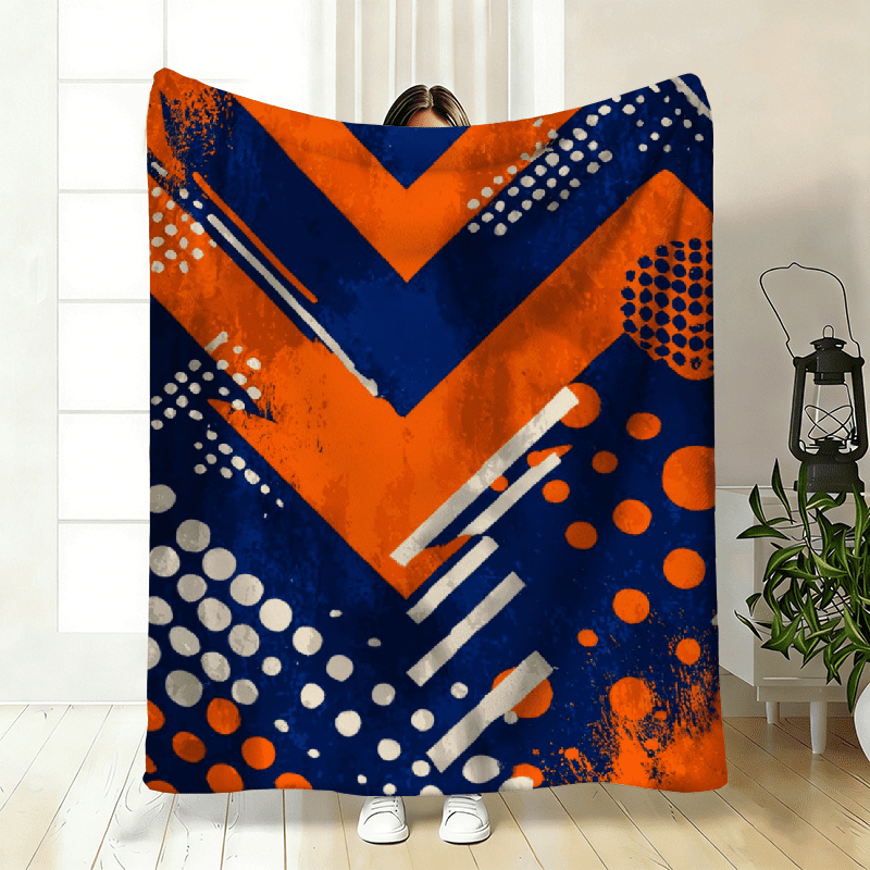 Bold Zigzag Dot Flannel Blanket, Soft Fleece Throw for Bed Sofa ...