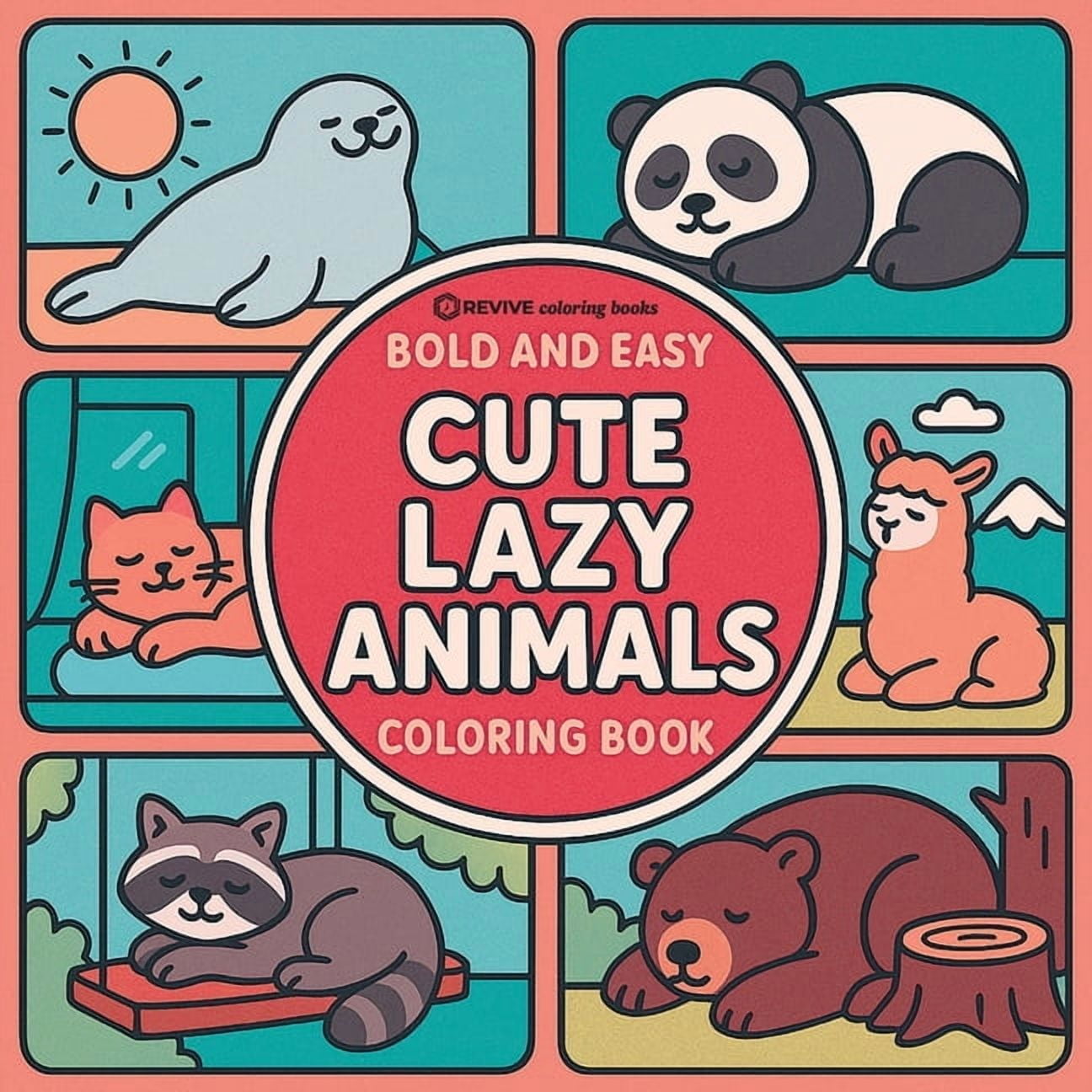 Bold & Easy Stress Relief Coloring B Bold & Easy Cute Lazy Animals ...
