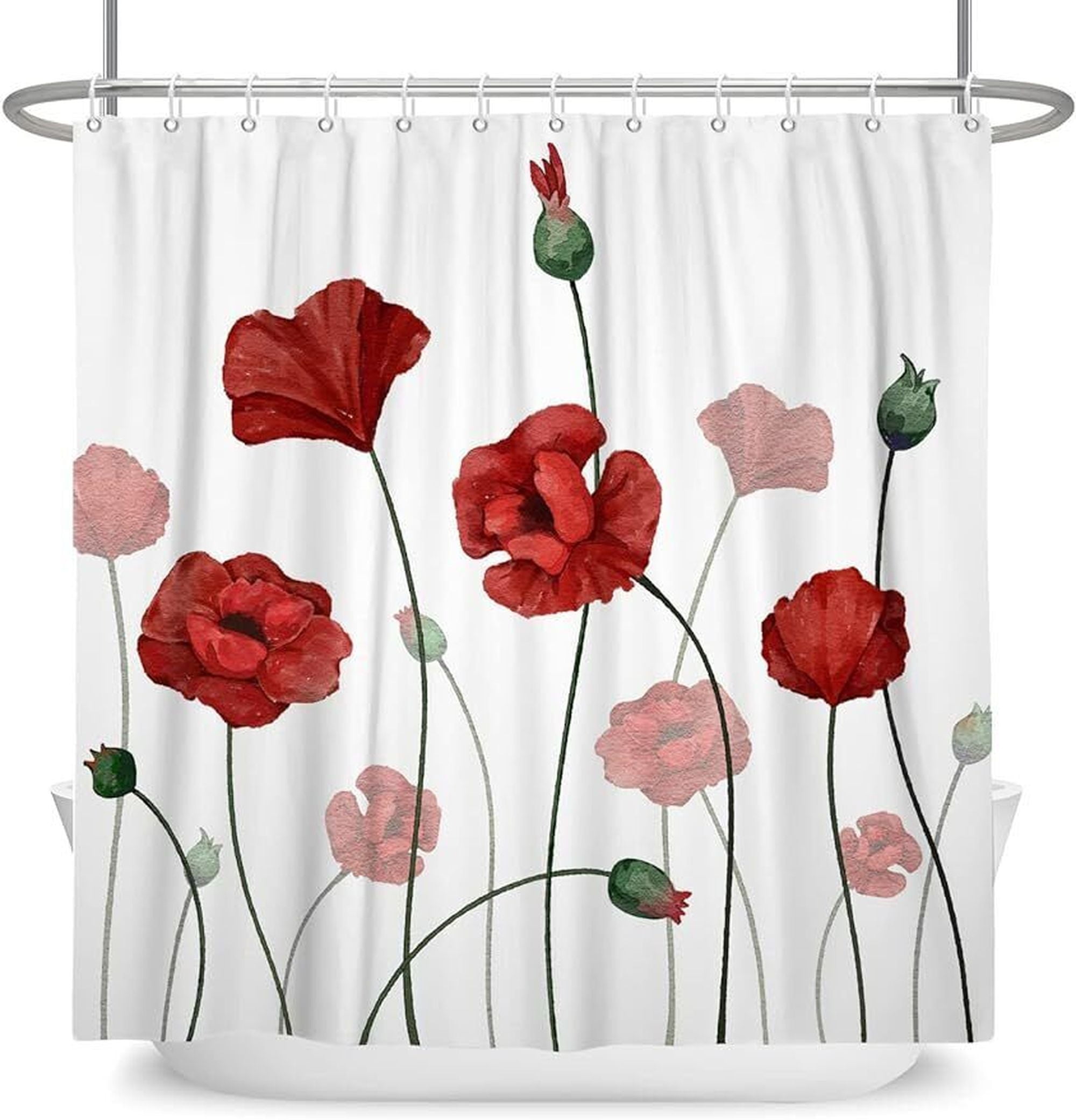 Bold And Beautiful Vibrant Red Floral Shower Curtain Elevate Your