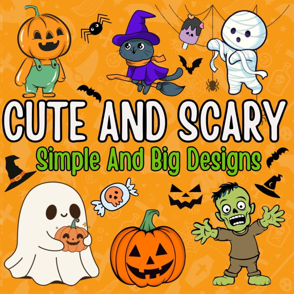 Bold and Easy, Cute and Scary, Easy Halloween Coloring Book - Walmart.com
