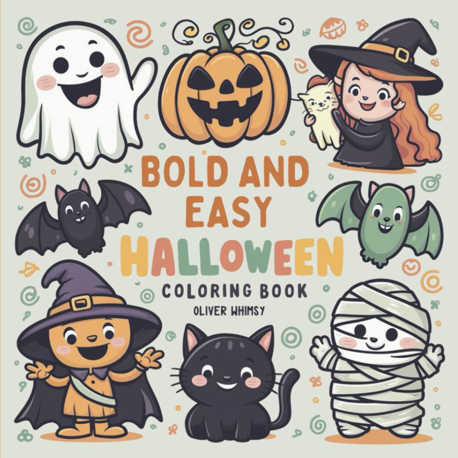 Bold and Easy Halloween Coloring Book: 40 Cute Halloween Designs to ...