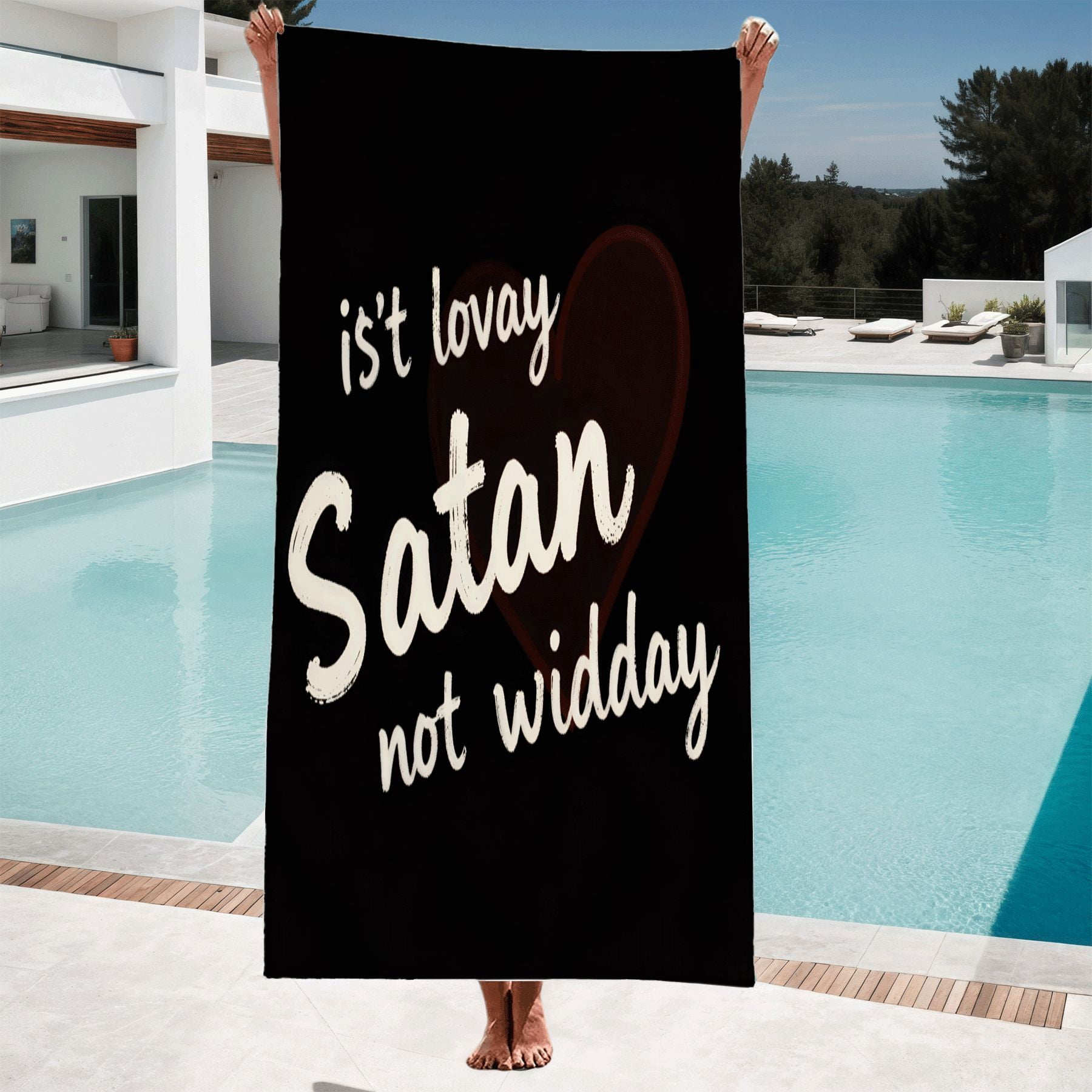 Bold and Playful Beach Towel with Cursive and Serif Text Design ...