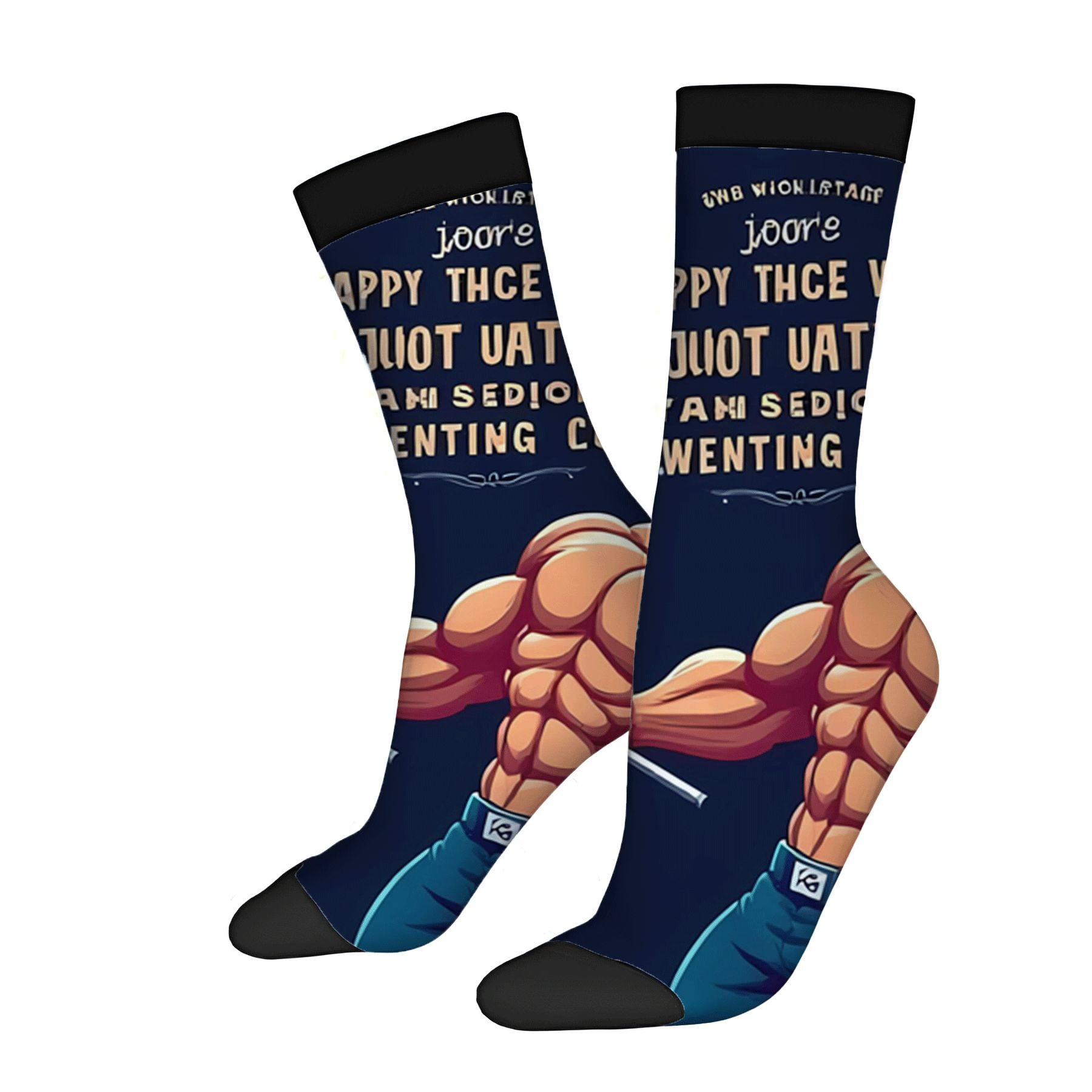 Bold and Vibrant Muscular Arm Design Socks - 2 Pairs of Unisex Trendy ...