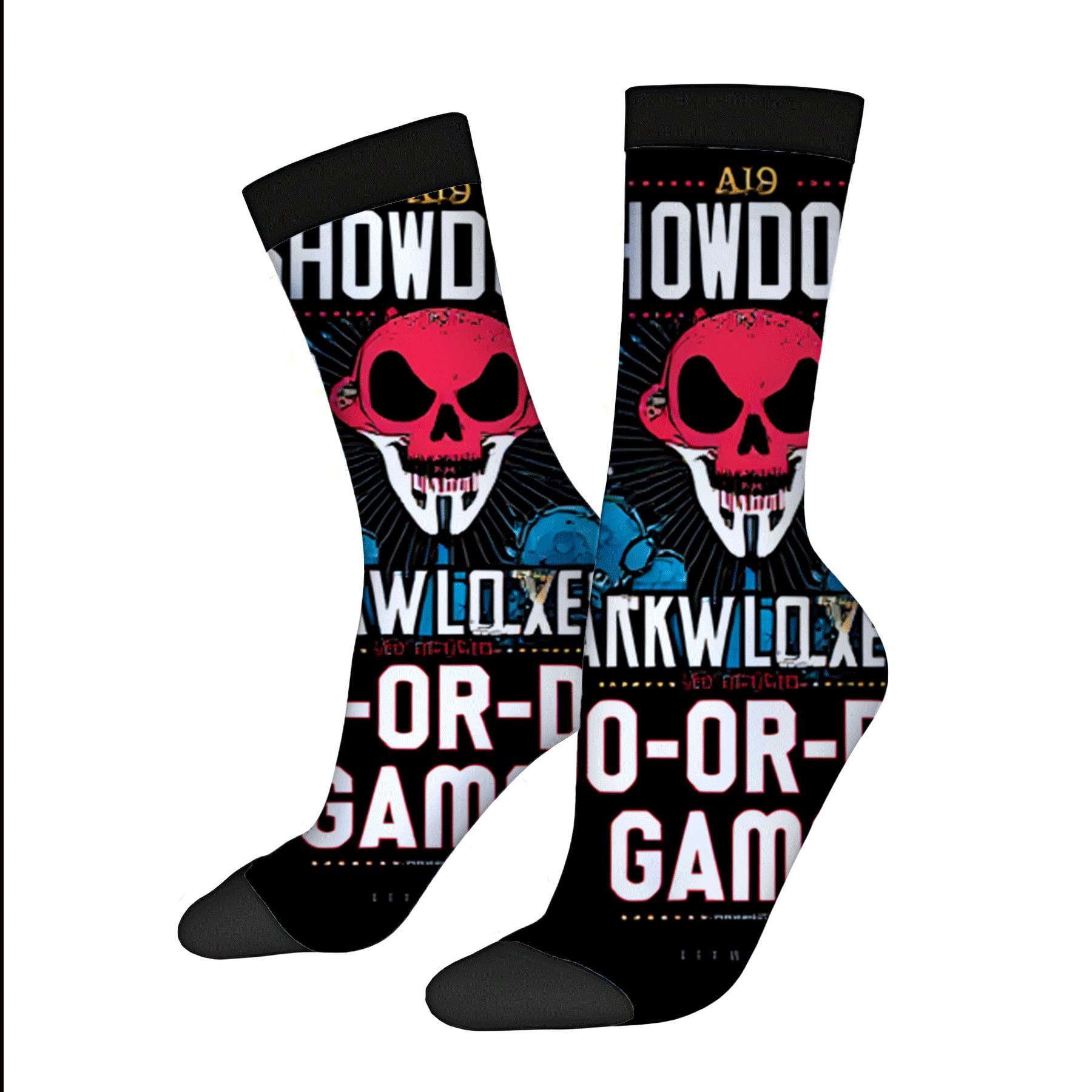 Bold graphic design socks featuring a striking blue boxing glove and ...
