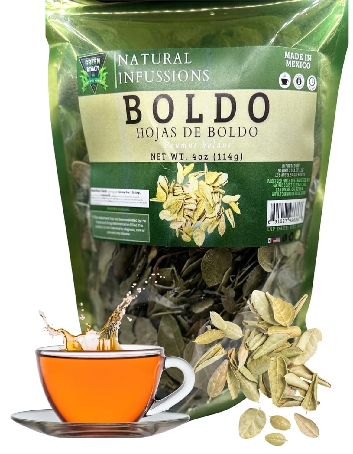 GREEN ROYALTY-Boldo Leaves Herbal Tea (4 Oz)- Makes 30+ Cups| Crafted ...