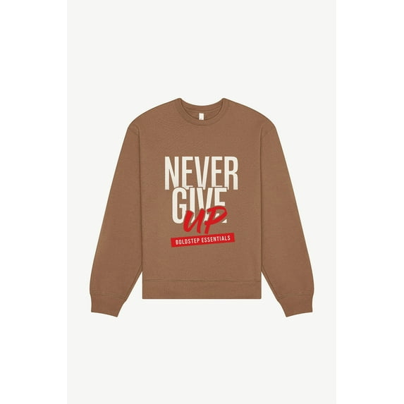 Boldstep Essentials Never Give Up Unisex Heavyweight Sweatshirt - Brown (M) - Walmart.com