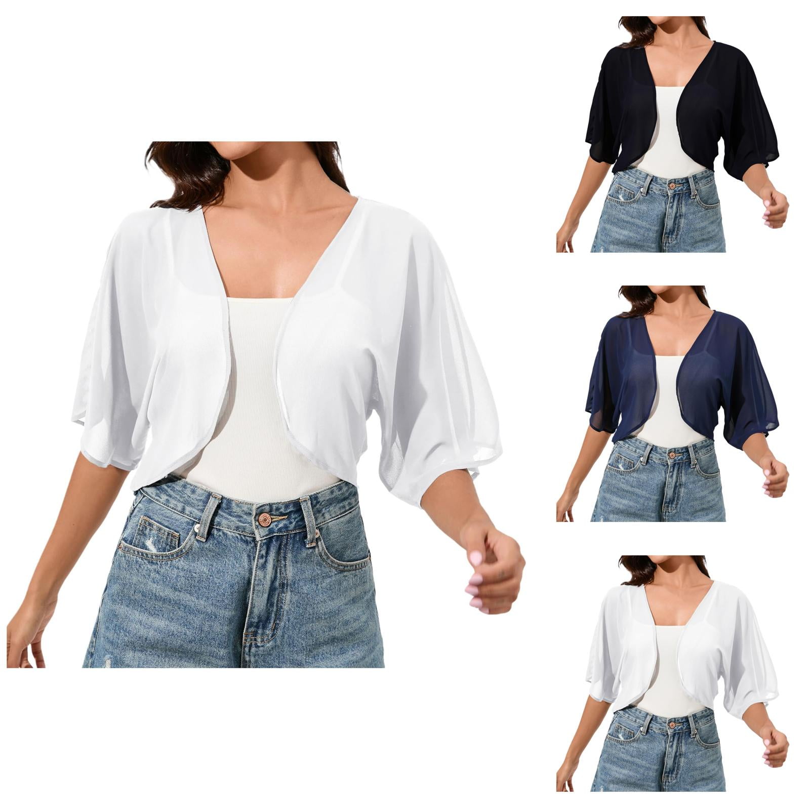 Bolero Shrug Cardigans for Women 2025 Lightweight Short Sleeve Sheer ...