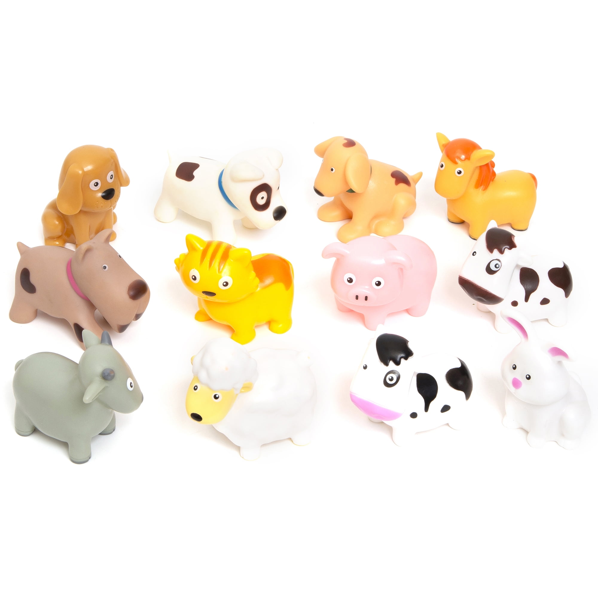Boley: Bath Toy Bucket: Farm Animals - 12pc Playset - Cartoon Animal ...