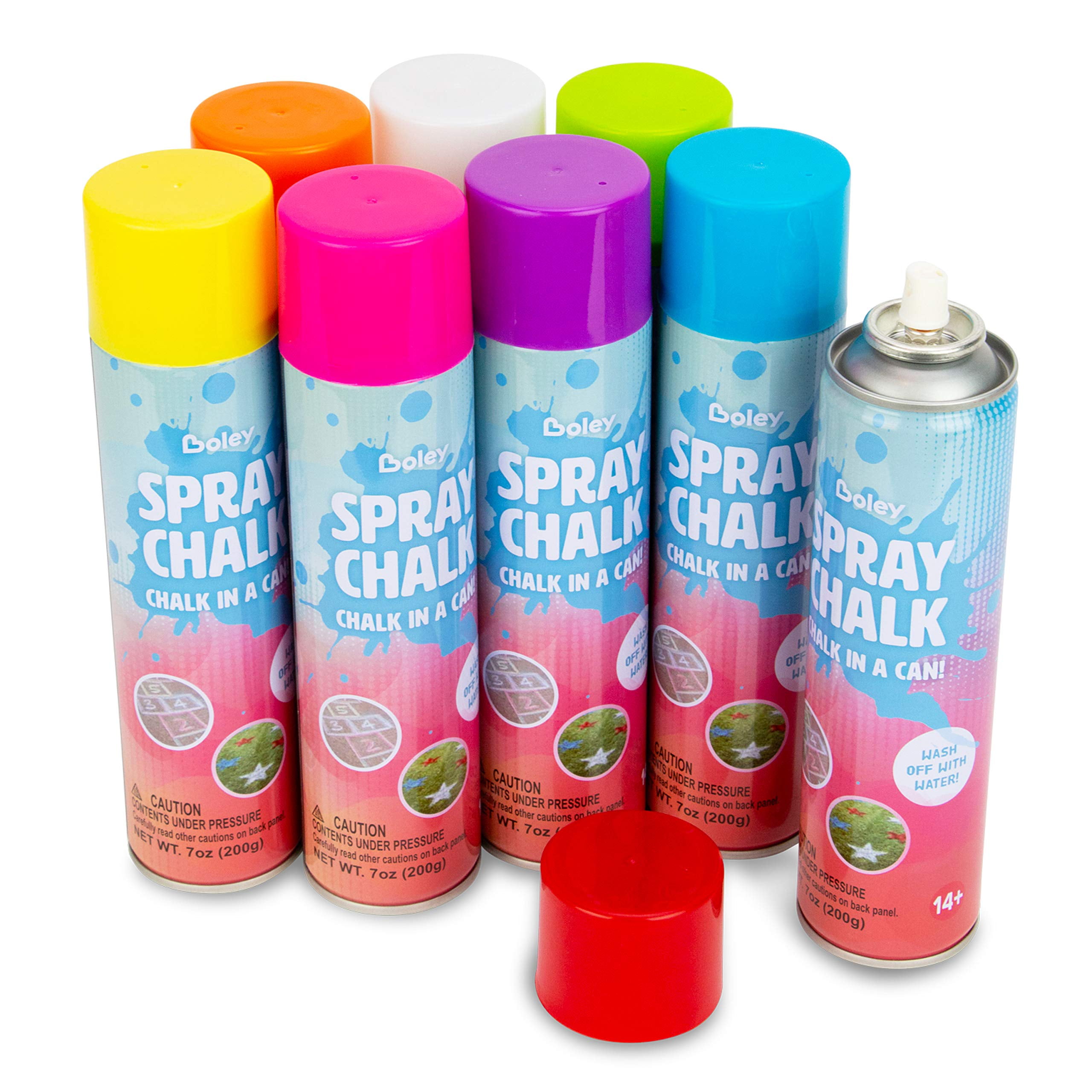 Boley Spray Chalk - 8 Pack Washable Sidewalk Chalk Spray Paint, 7 oz ...