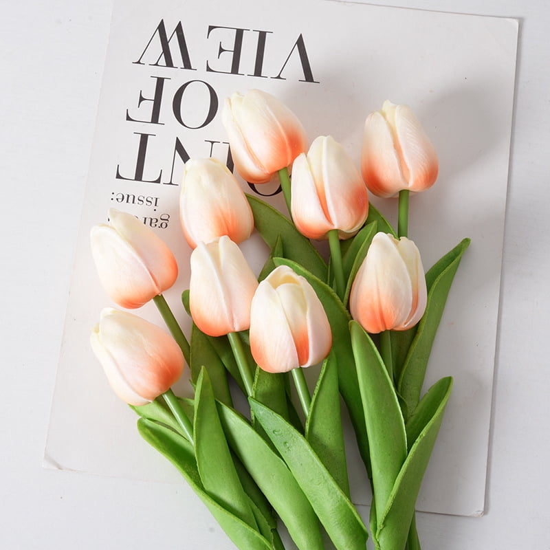 Boliang 30 Pcs Tulips Artificial Flowers Fake Pink Tulips Pink ...