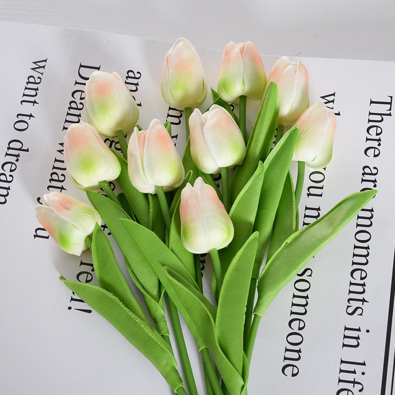 Boliang 30 Pcs Tulips Artificial Flowers Fake Pink Tulips Pink ...