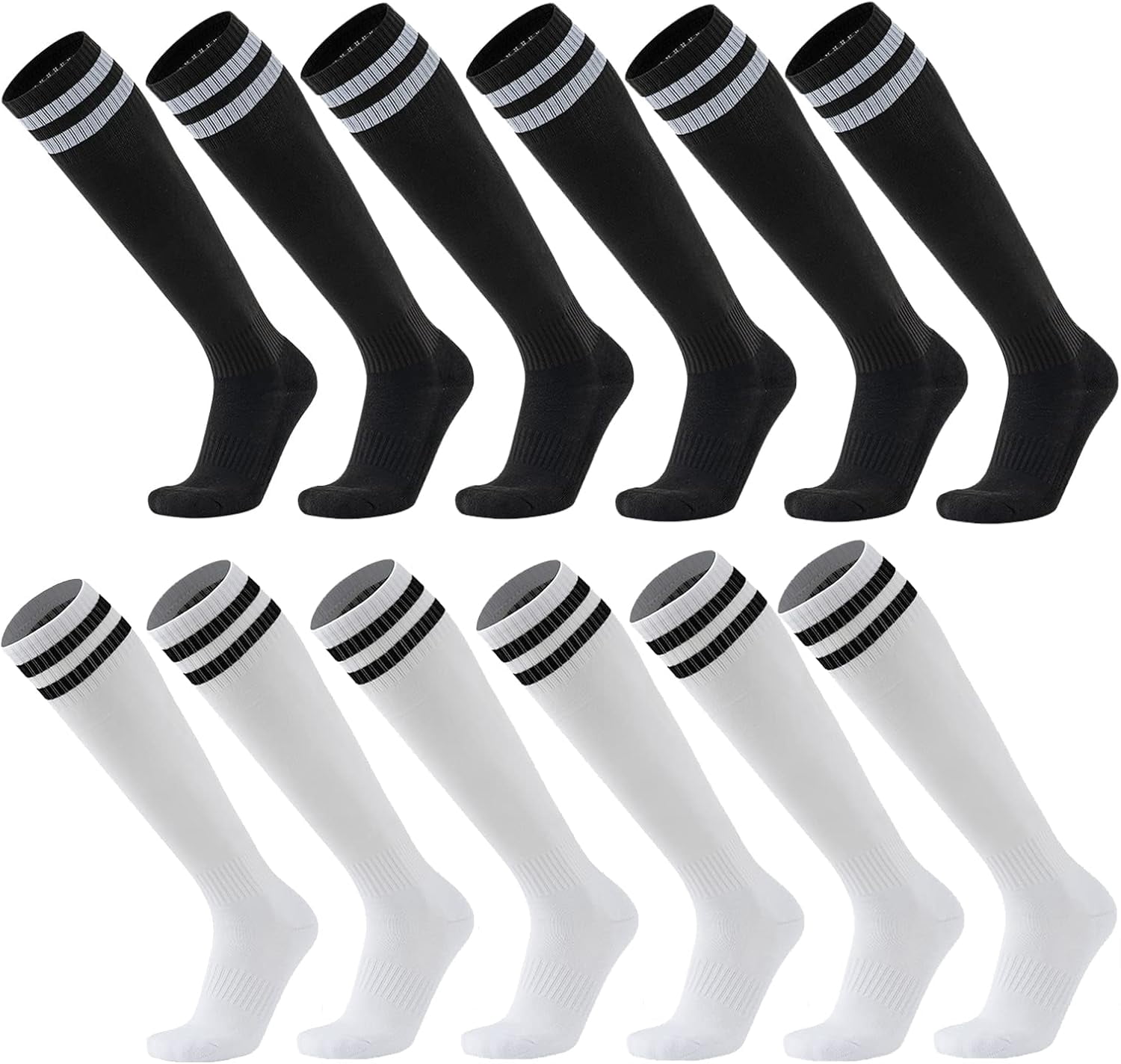 Boliang 6 Pairs Soccer Socks Color Stretchy Compression Knee High Tube ...