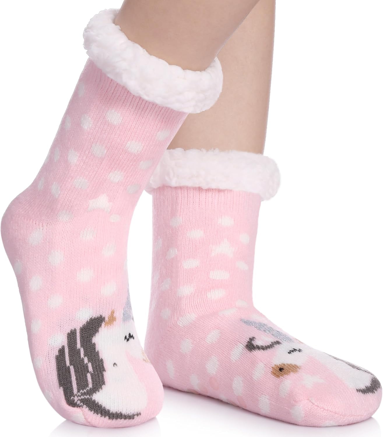 Boliang Boys Girls Slipper Socks Fuzzy Soft Warm Fleece lined Kids ...