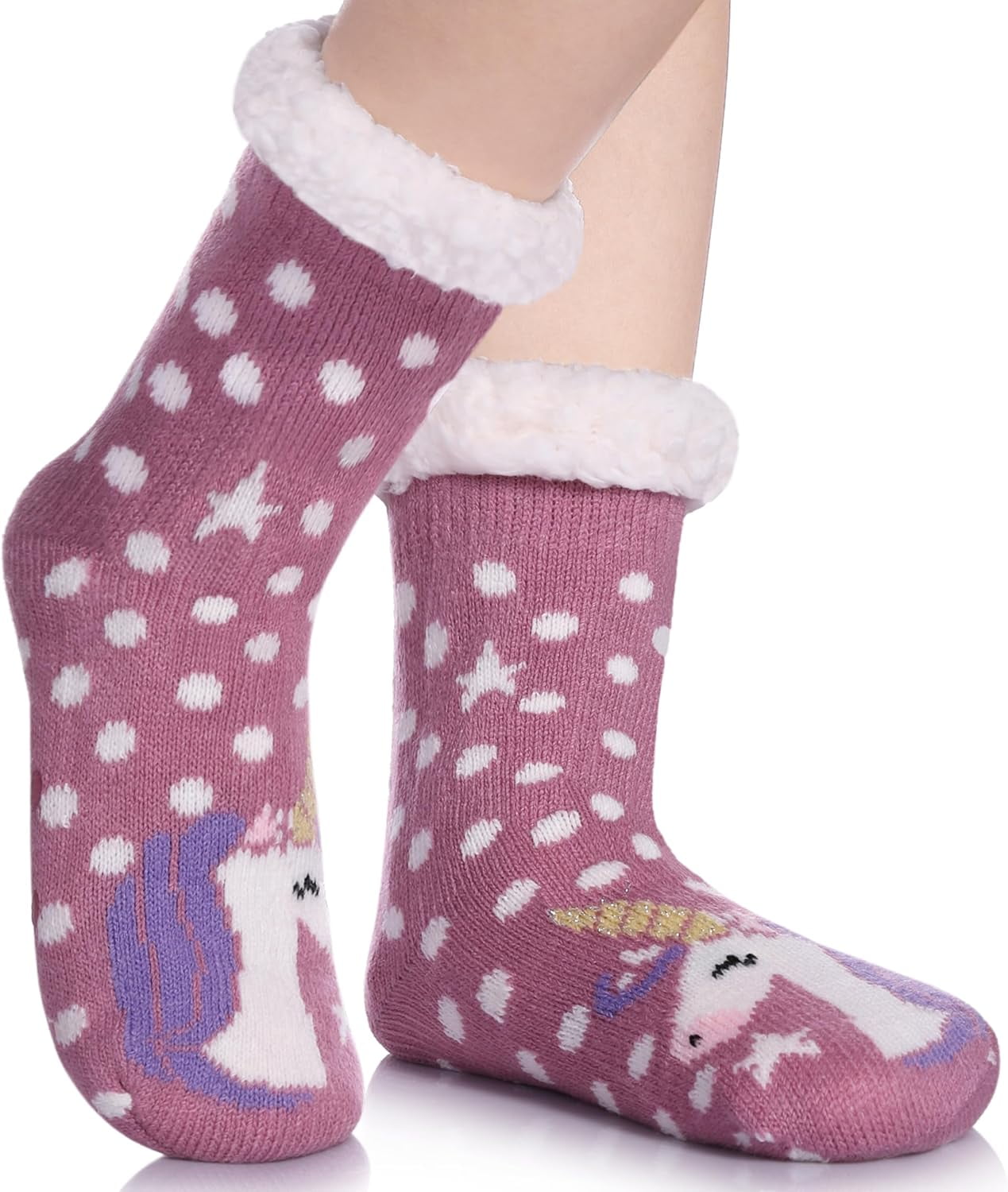 Boliang Boys Girls Slipper Socks Fuzzy Soft Warm Fleece lined Kids ...