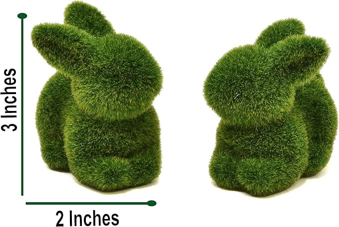 Boliang Gift Boutique Green Fuzzy Flocked Bunny Easter Spring Decor Set ...