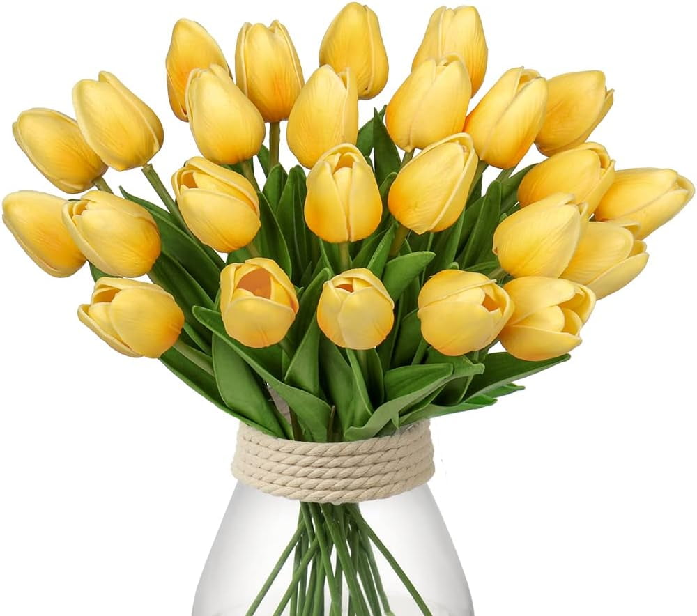 Boliang Tulips Artificial Flowers Large Tulips Head Real Touch Fake ...