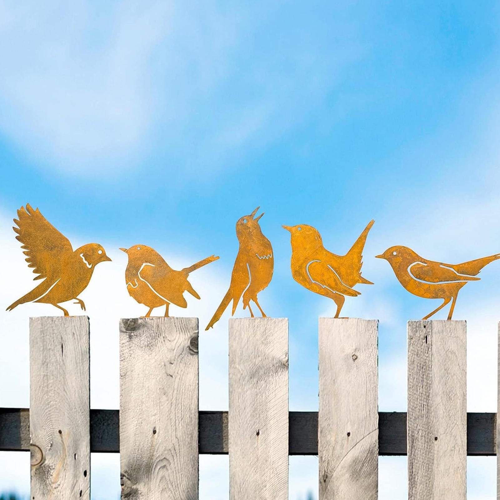 Bolincty 1/4/5Pcs Rusty Bird Silhouette Garden Decoration Weather-proof ...