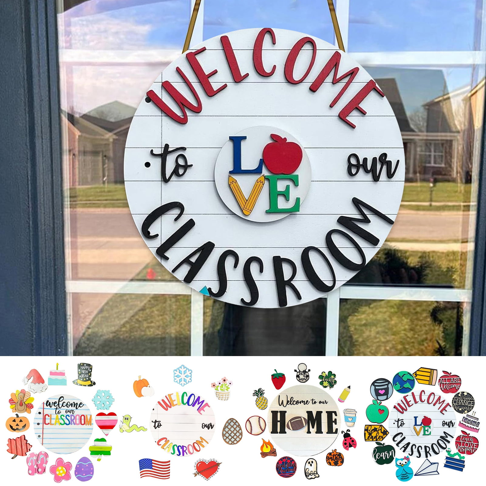 Bolincty 1 Set Classroom Welcome Door Sign Decoration Interchangeable ...