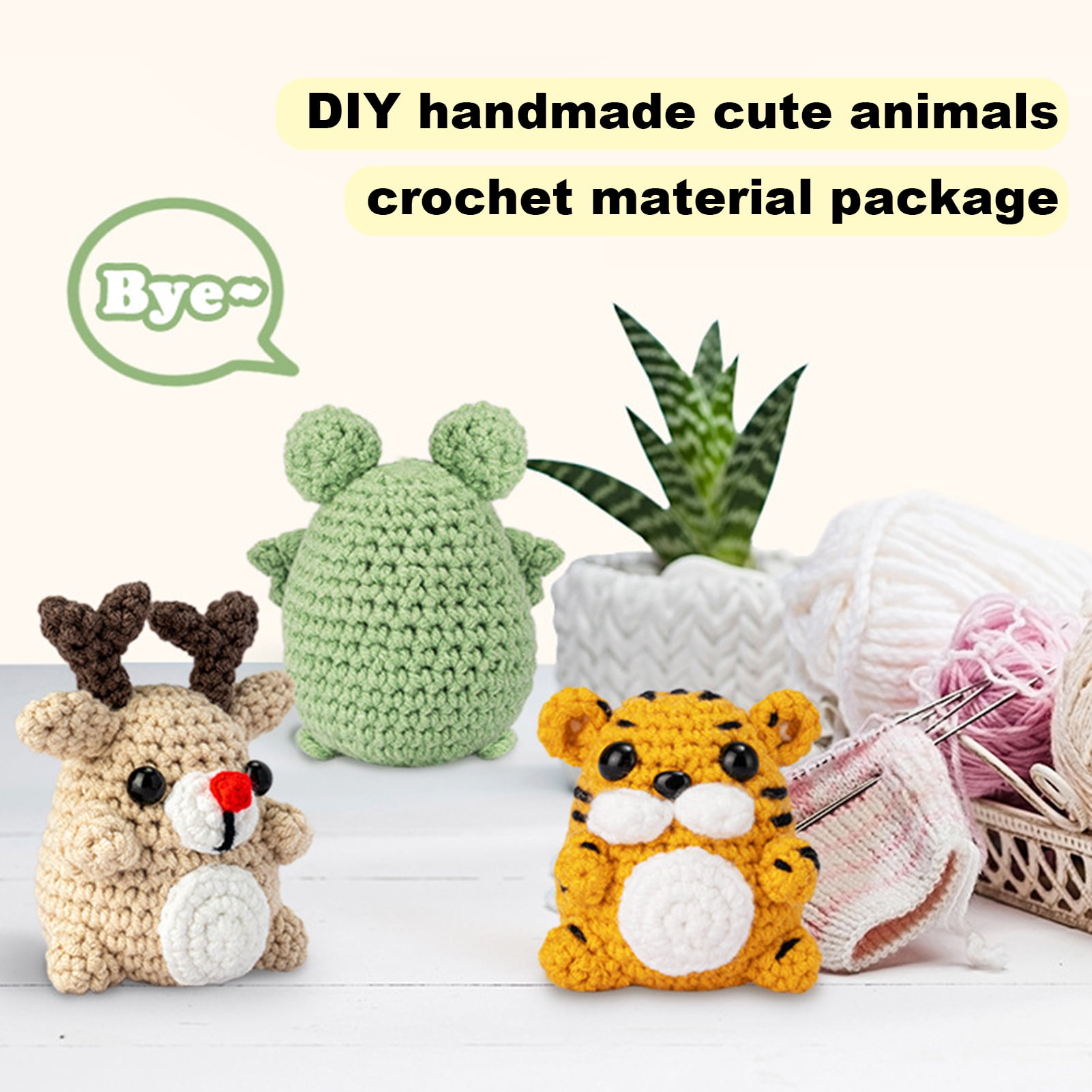 Bolincty 1 Set Crochet Material Kit Cartoon Animal Shape Crochet Plush ...