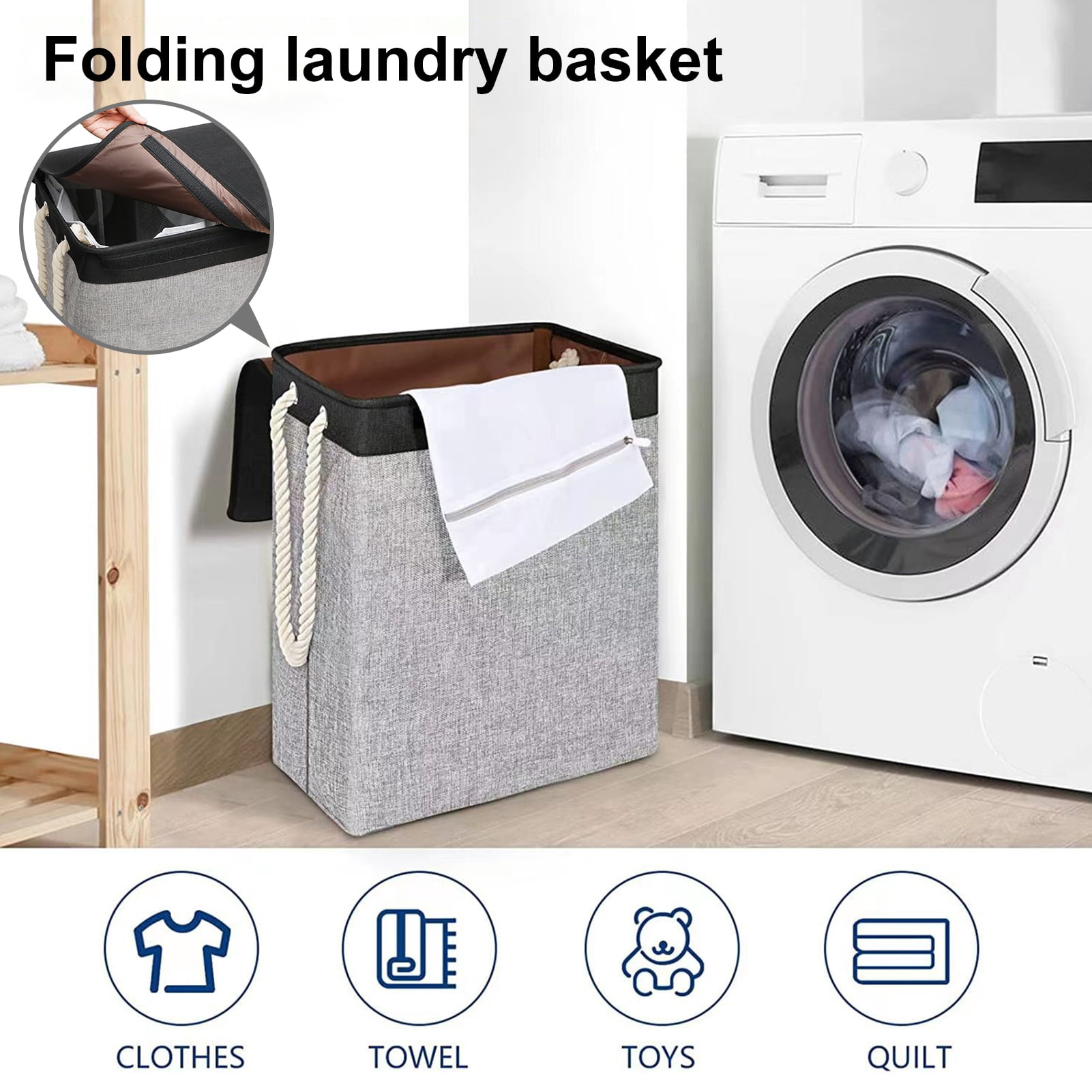 Bolincty 1 Set Foldable Laundry Basket with Reinforced Handle Strong ...