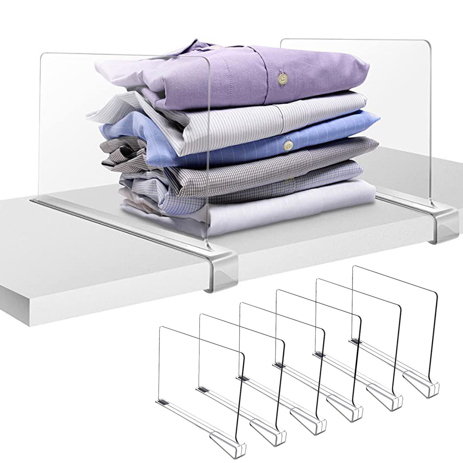 Bolincty 2/4/6 Pcs Fitted Shelf Dividers Transparent Stable Closet ...