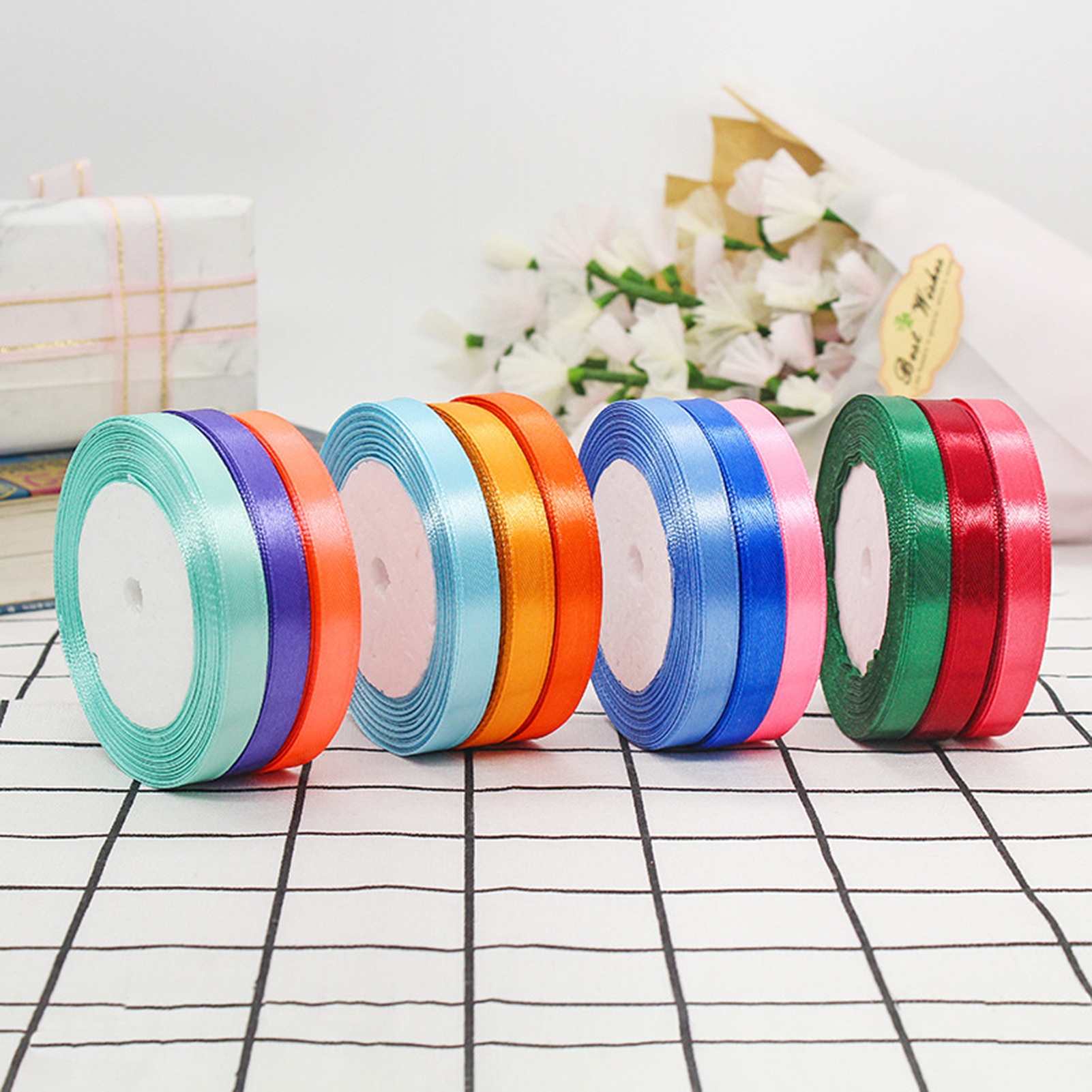 Bolincty 2 Rolls Gift Wrapping Ribbon Elegant DIY Crafts Bow Making ...