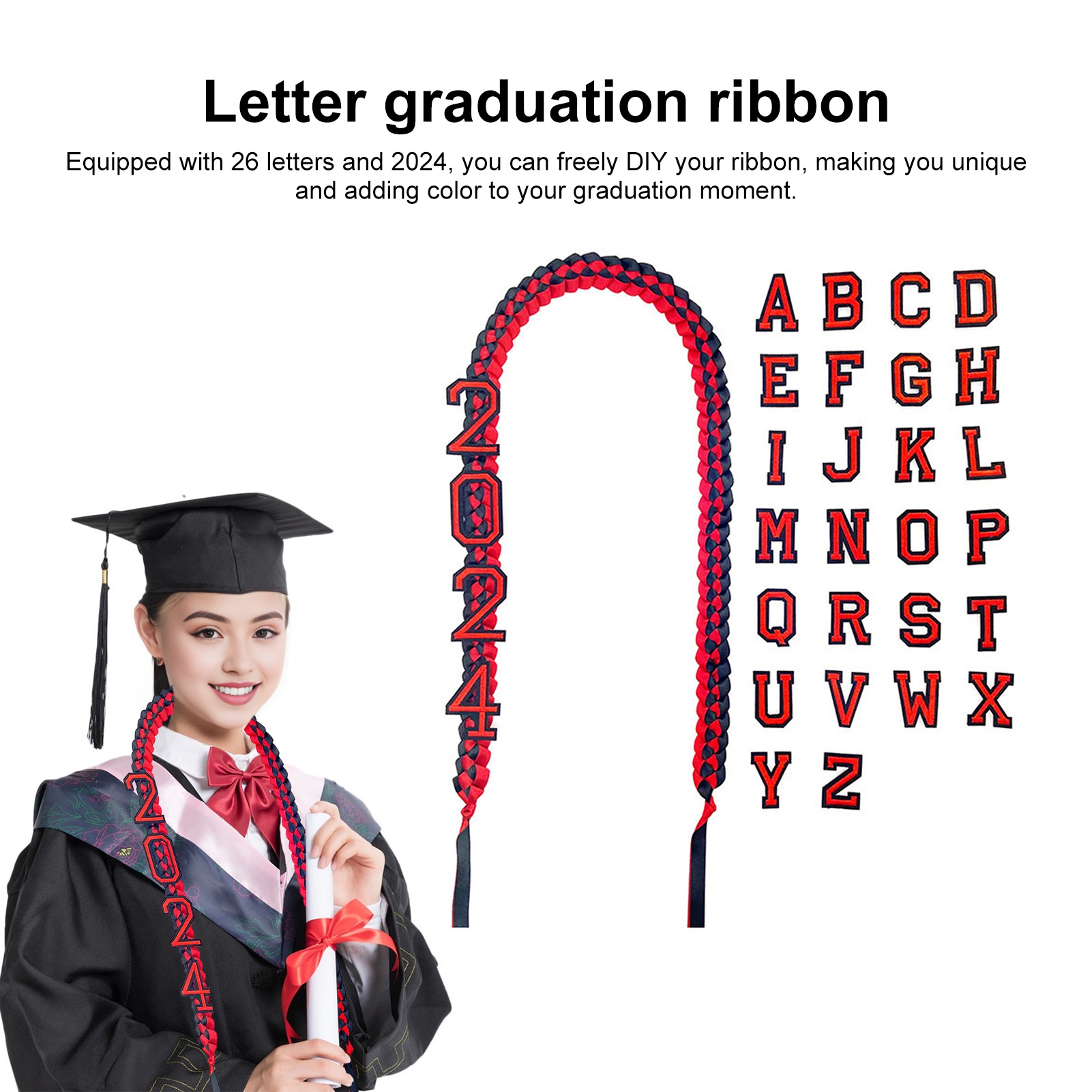 Bolincty 2024 Graduation Ribbon with Glitter Pins Double Braided ...