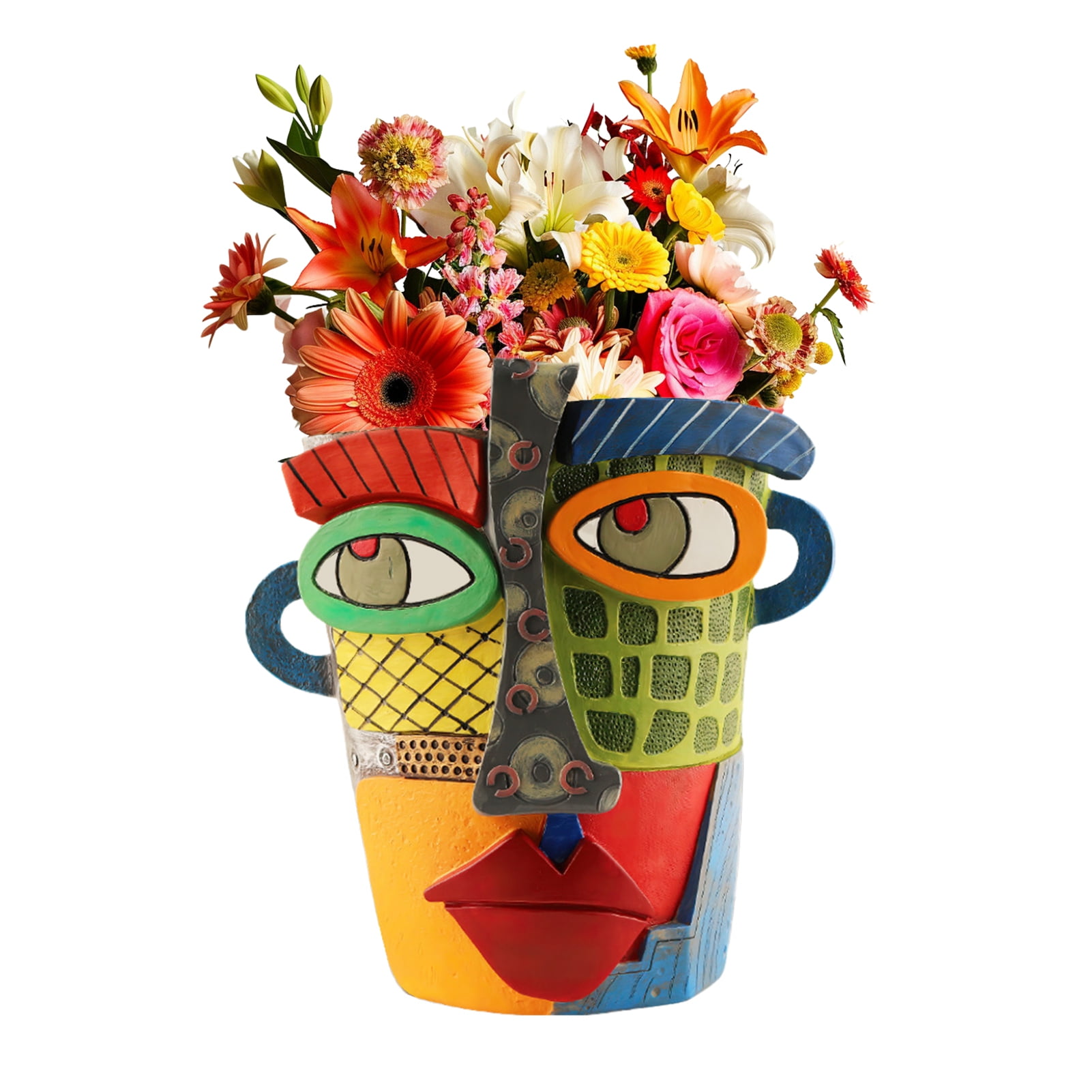 Bolincty Abstract Vintage Face Planter Pot with Handle Indoor Outdoor ...