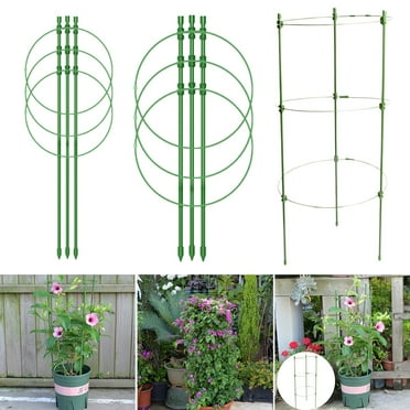 4 Sets Peony Support Cage,10" Dia. x 16" High Grow Through Hoops Grids ...