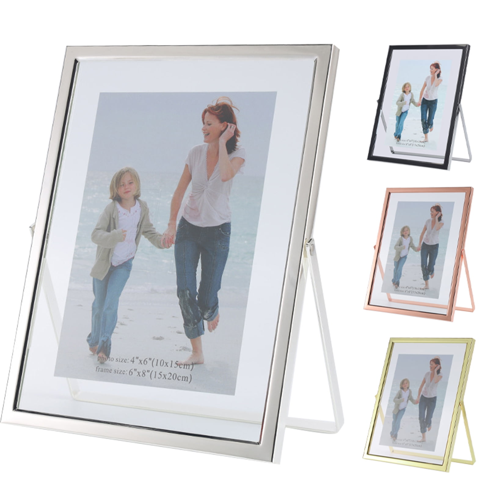 Bolincty Floating Glass Picture Frame, Tempered Glass Frame with Metal ...