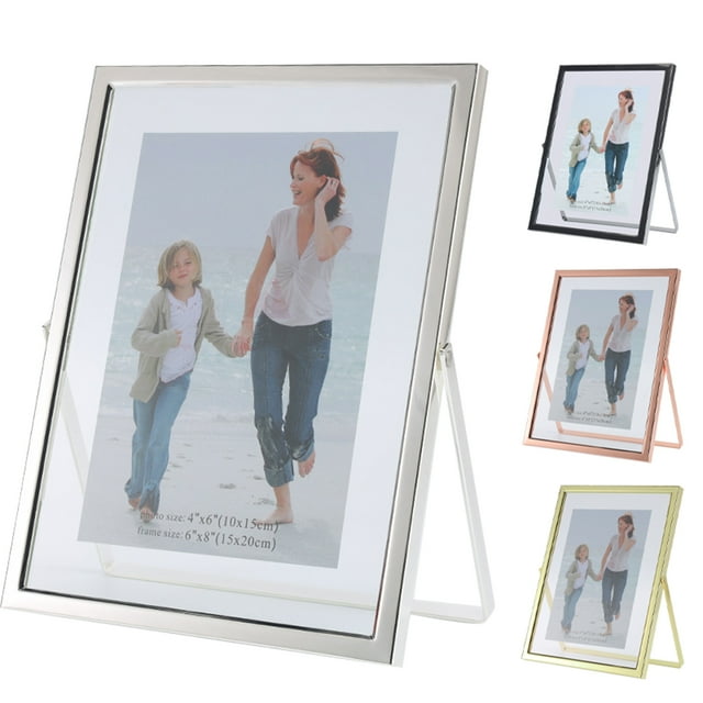 Bolincty Floating Glass Picture Frame, Tempered Glass Frame with Metal ...