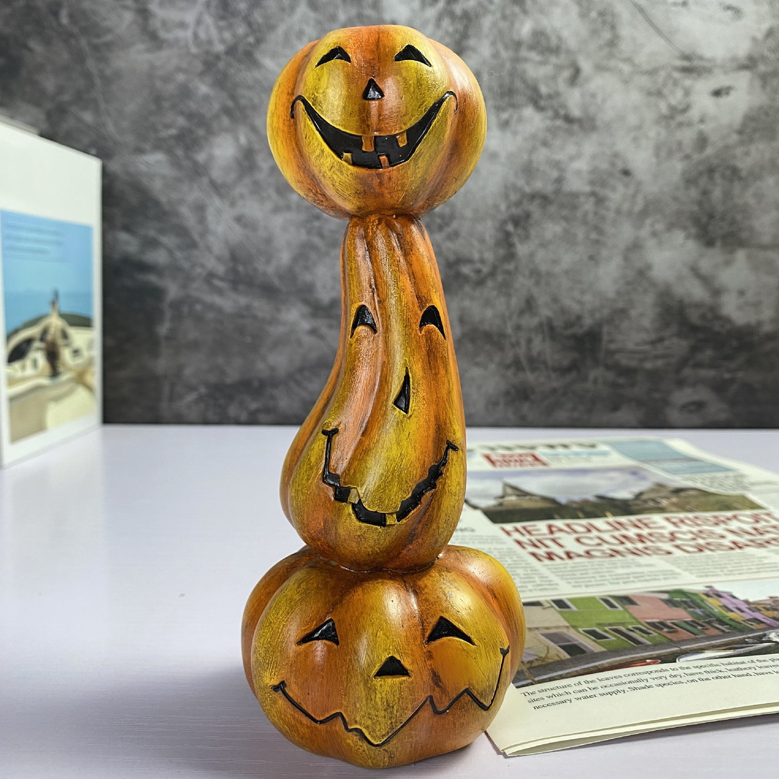 Bolincty Halloween Pumpkin Candle Holder Resin Figurine Statue ...