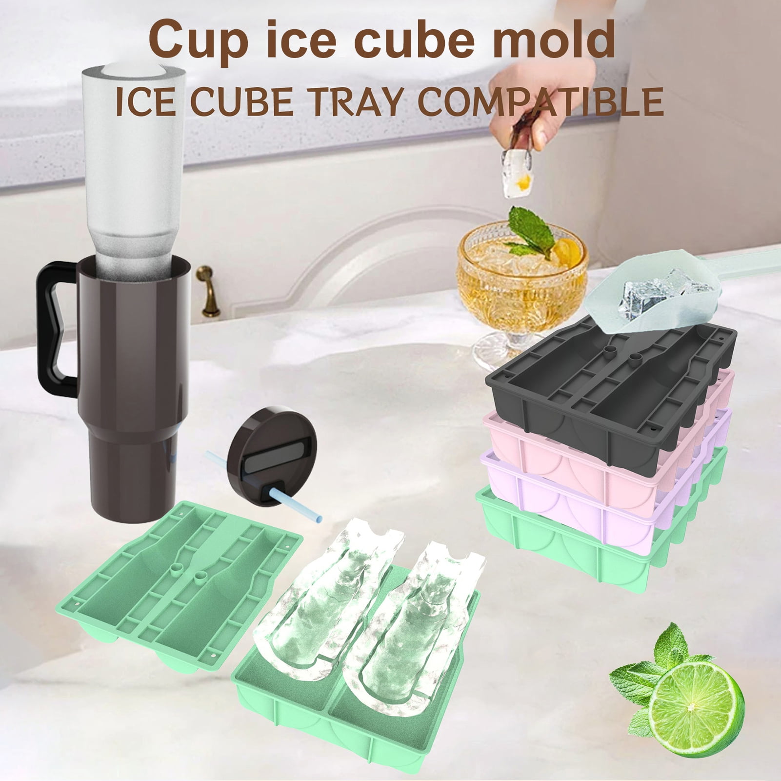 Bolincty Ice Cube Tray for 30-40 oz Tumbler Cup, Silicone Ice Cube ...