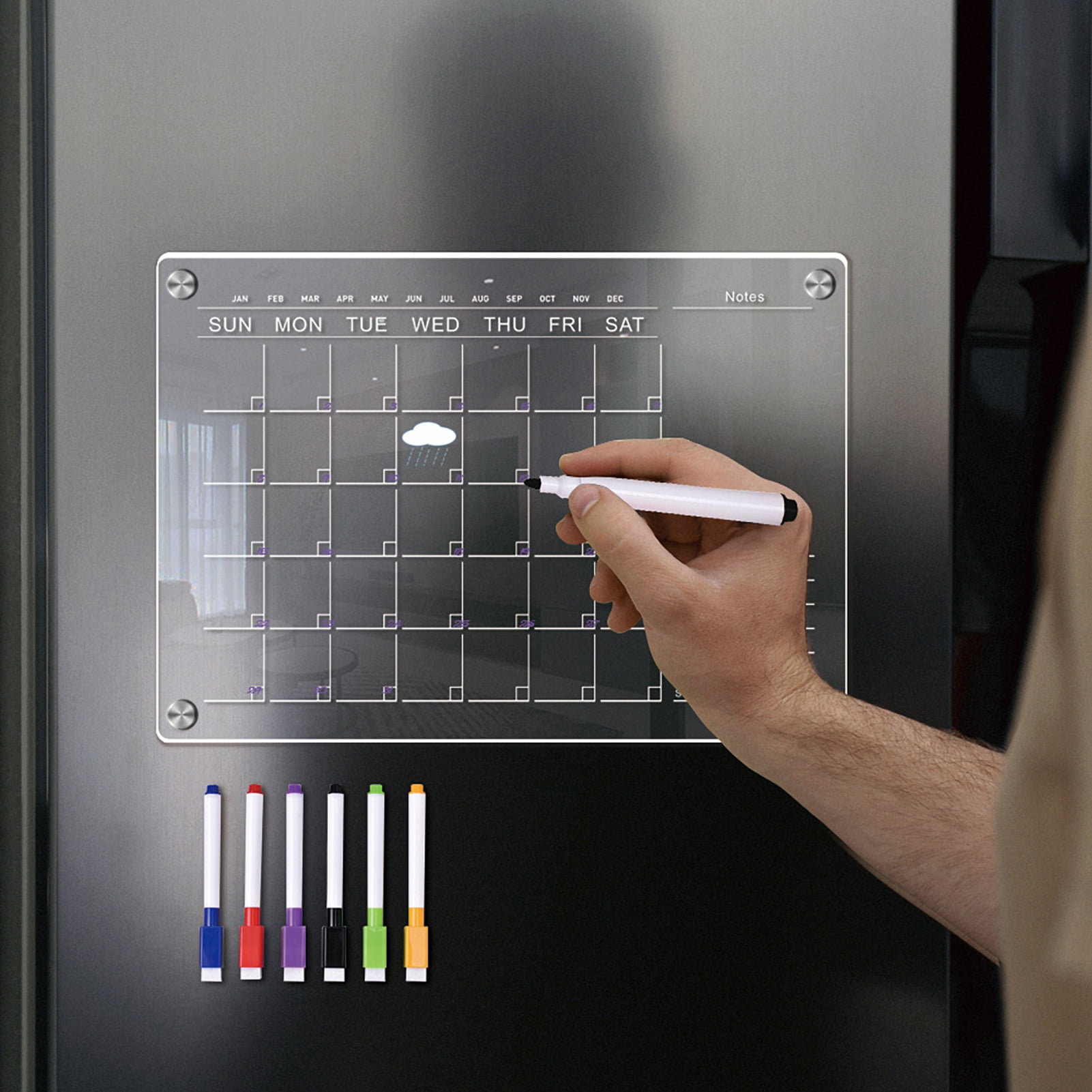 Bolincty Magnetic Monthly Calendar with Marker Pens Scratch-proof ...
