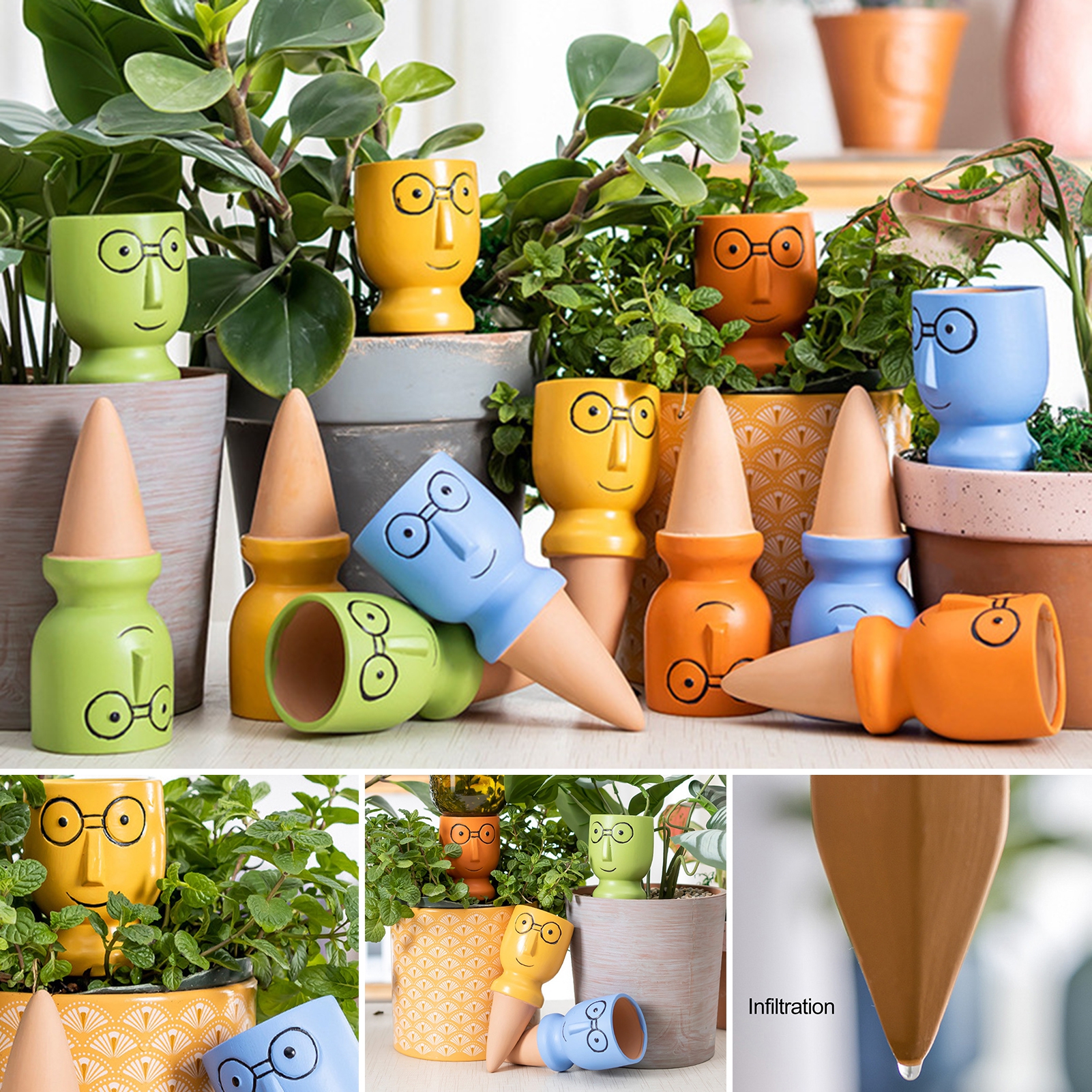 Bolincty Plant Watering Devices 4 Pack Glasses Colorful Plant Waterer ...