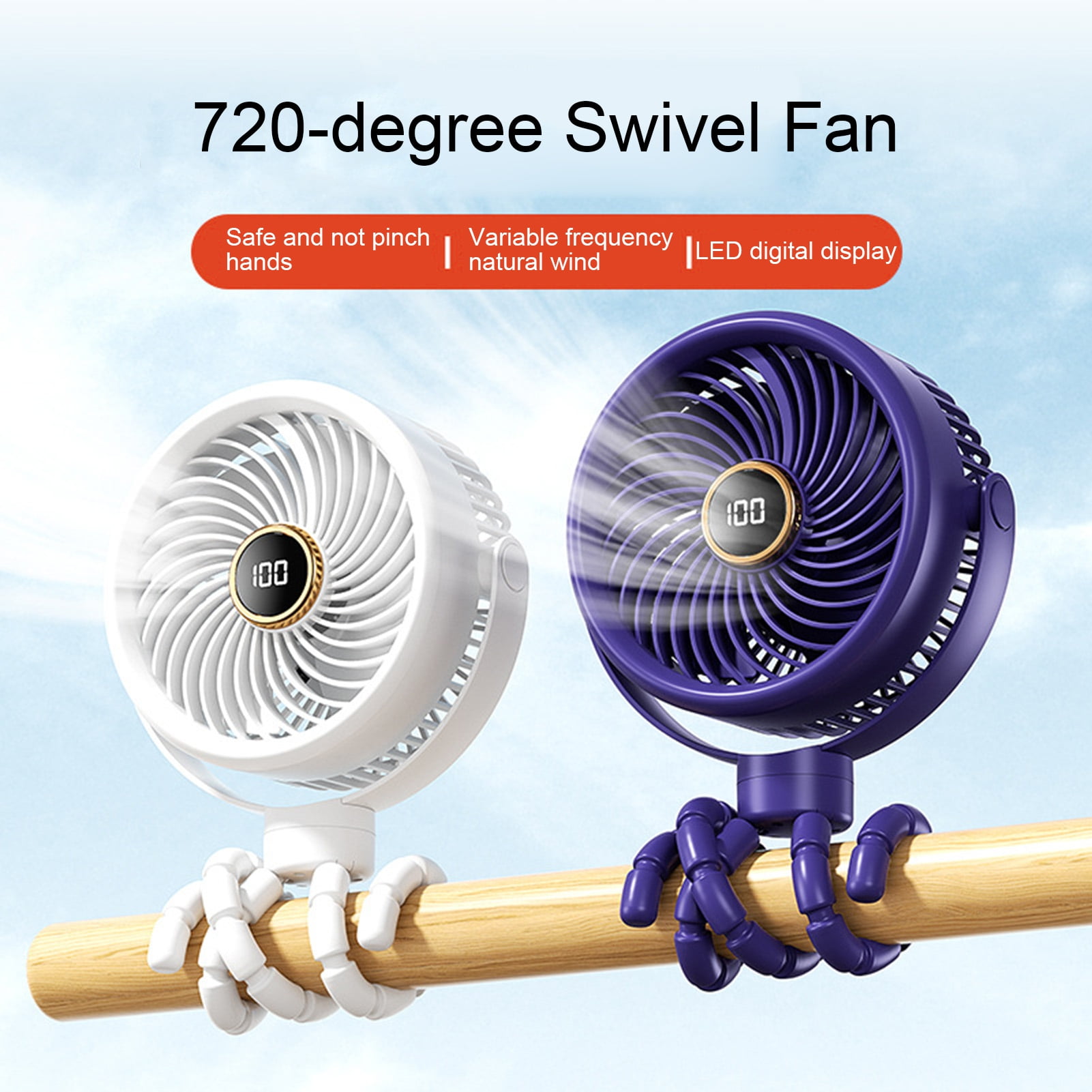 Bolincty Portable Baby Stroller Fan Mini Octopus Clip Fan with LED ...