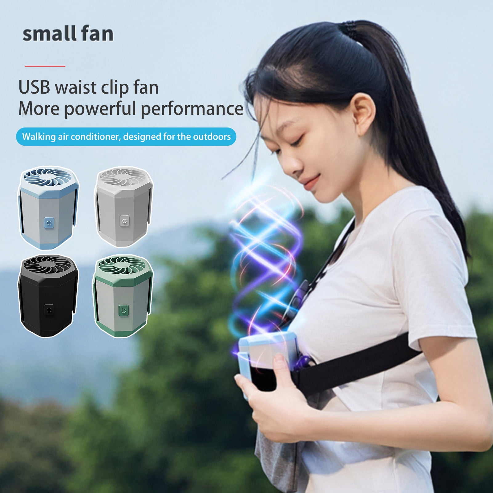 Bolincty Portable Handheld Fan, Waist Fan with 3 Speed Cooling Belt Fan ...