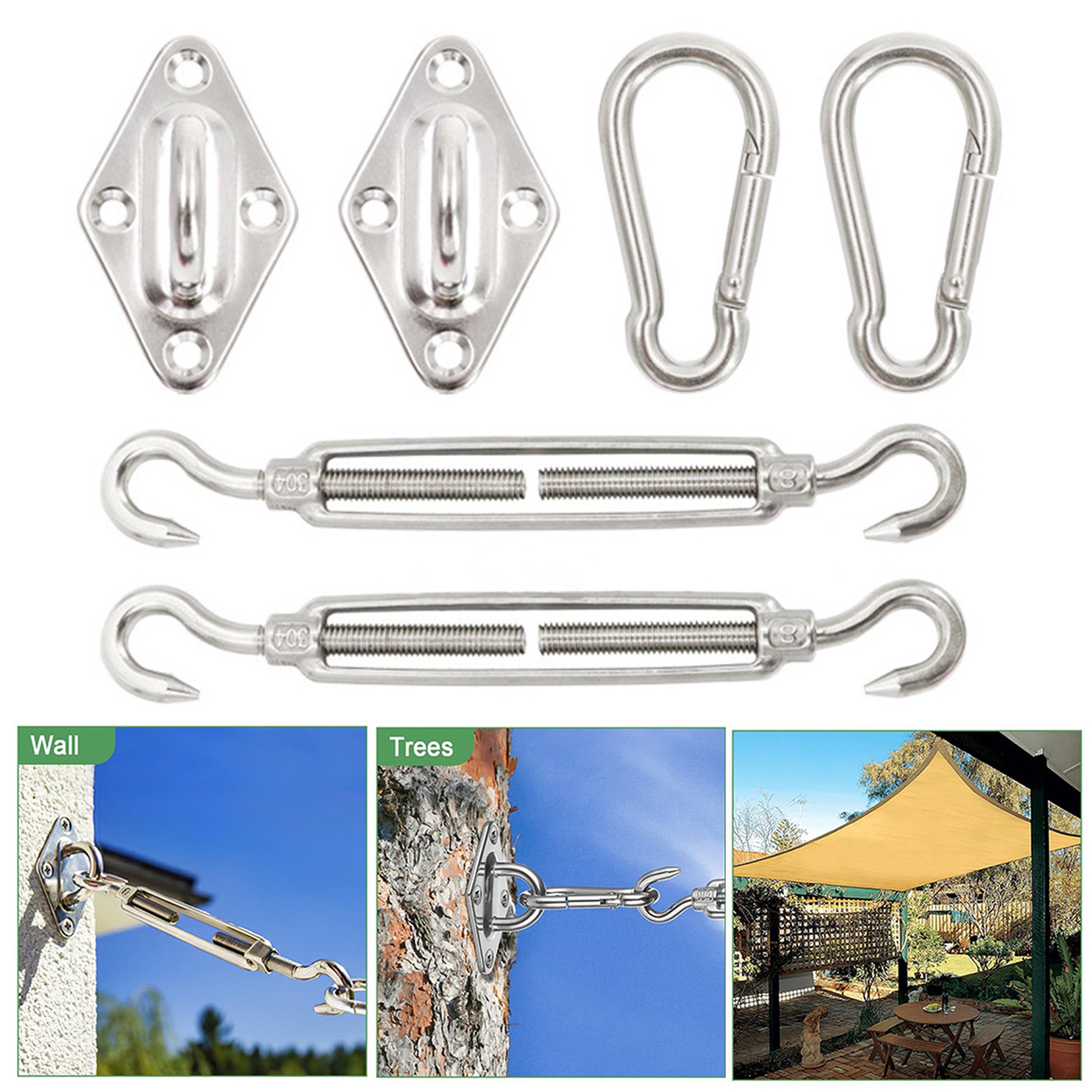 Bolincty Shade Sail Hardware Kit for Rectangle Triangle Installation ...