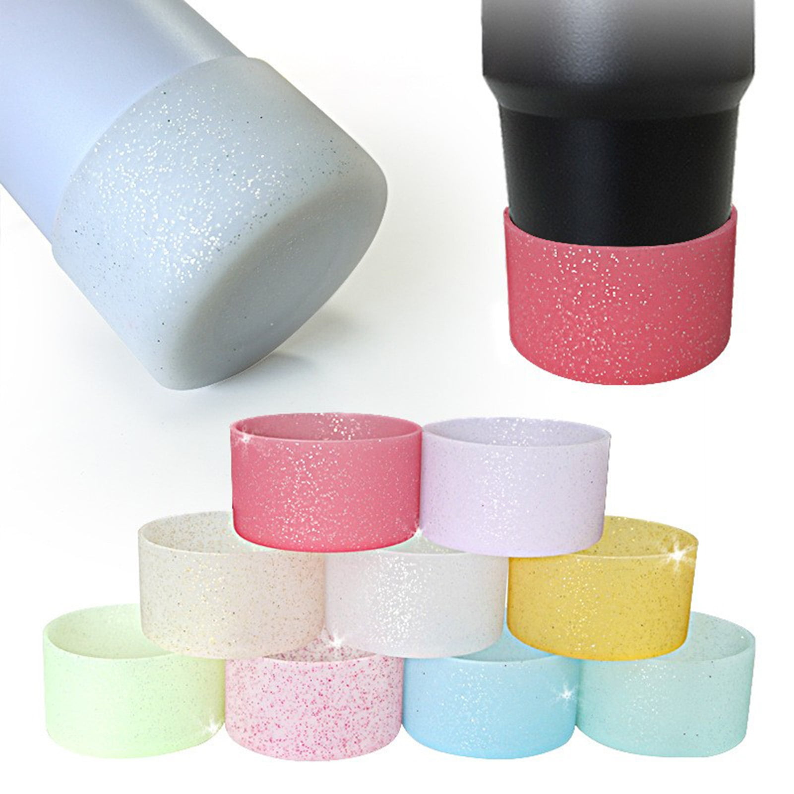 Bolincty Silicone Cup Sleeve Glitter Anti-Slip Cover Heat-Resistant BPA ...