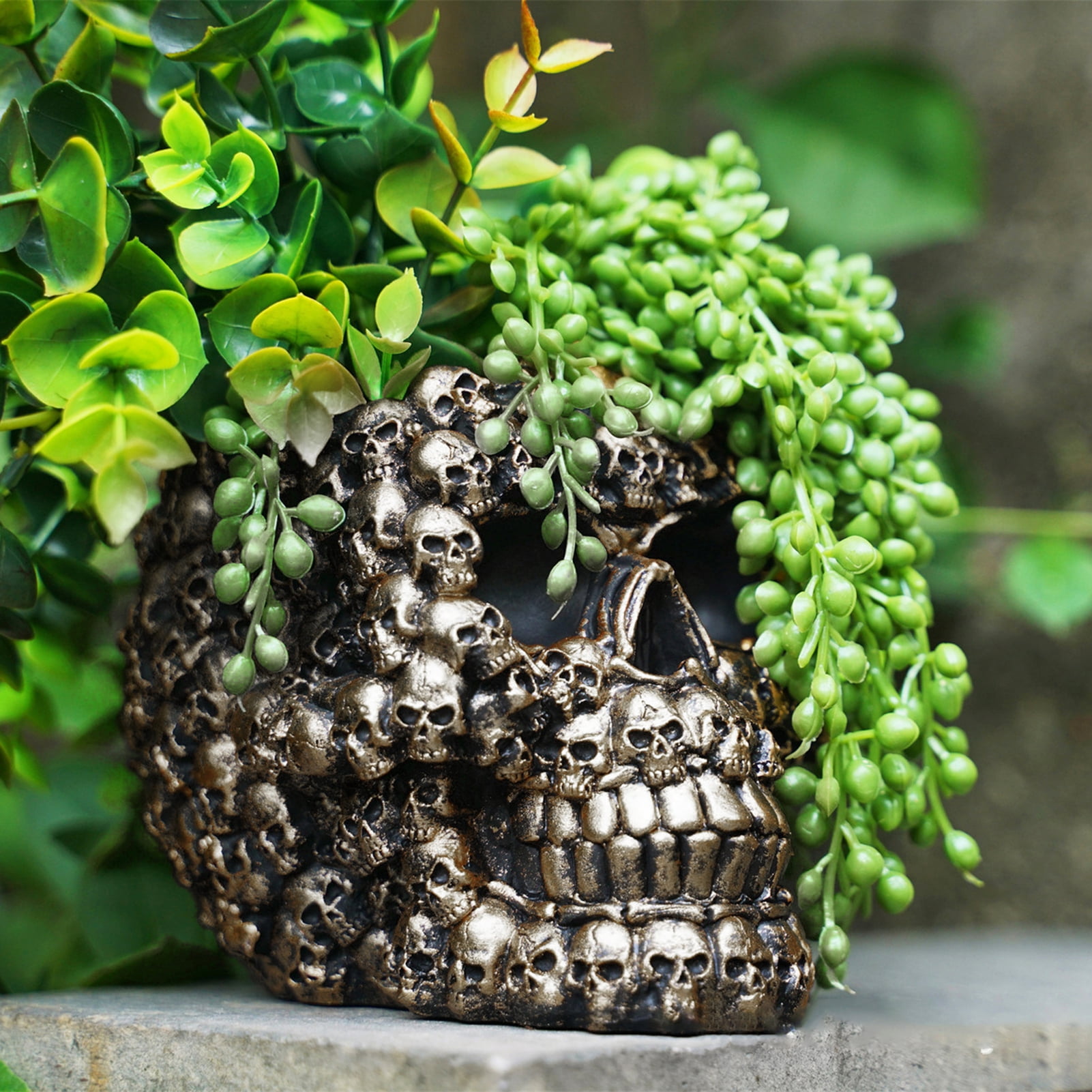 Bolincty Skull Planter Pot Resin 3D Skull Head Figurine Flowerpot ...