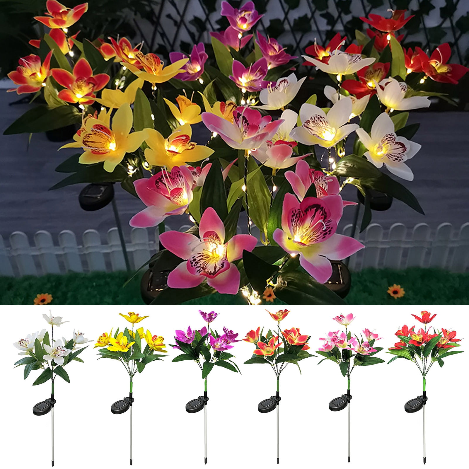 Bolincty Solar Garden Lights, Newest Orchid Flower Light, Solar Outdoor ...