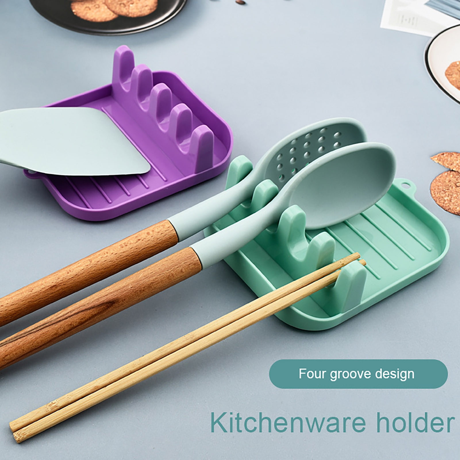 Bolincty Spoon and Lid Rest - 2 Packs Spoon Rest with Lid Holder, Heat ...