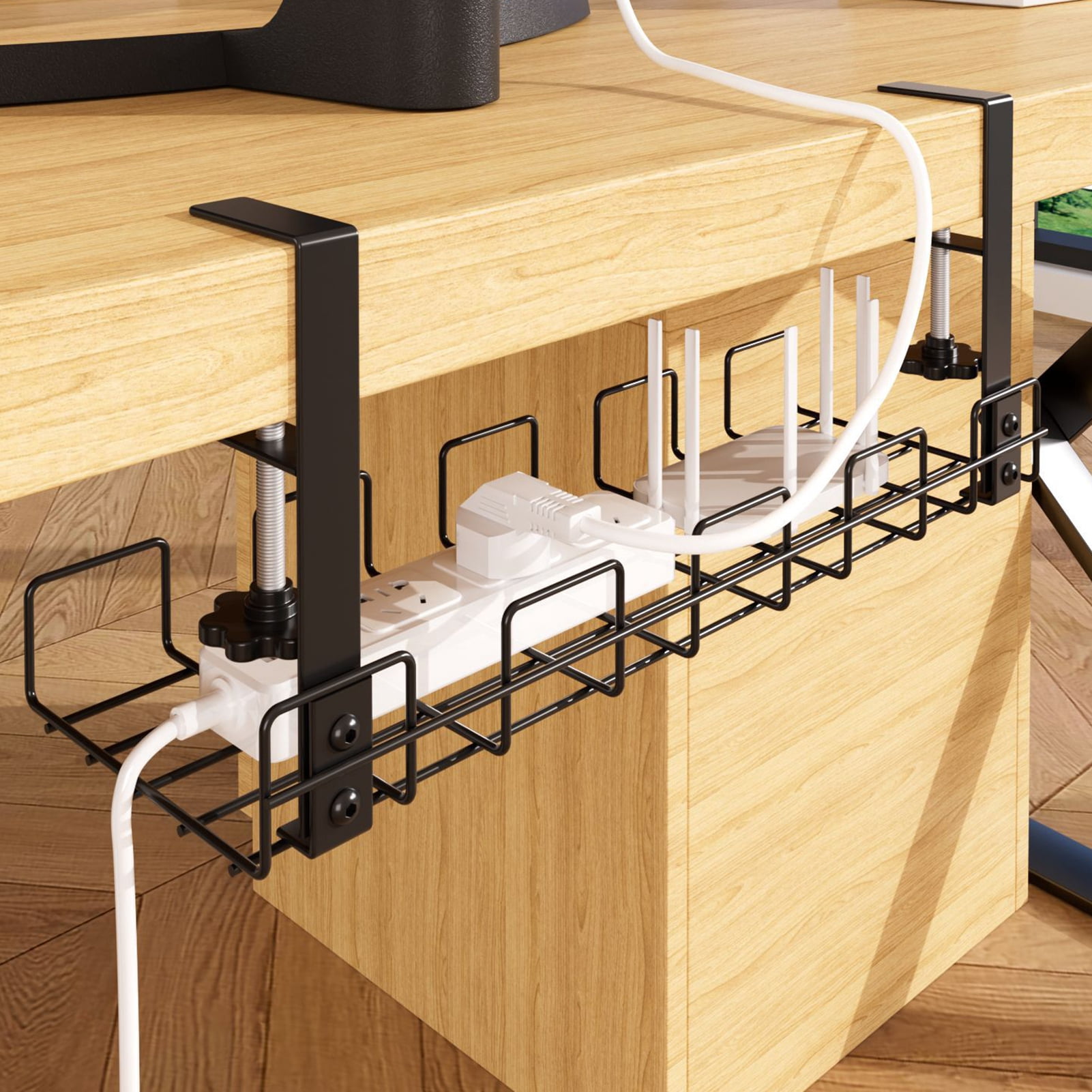 Bolincty Under-Desk Cable Management Tray No Drill Adjustable Computer ...