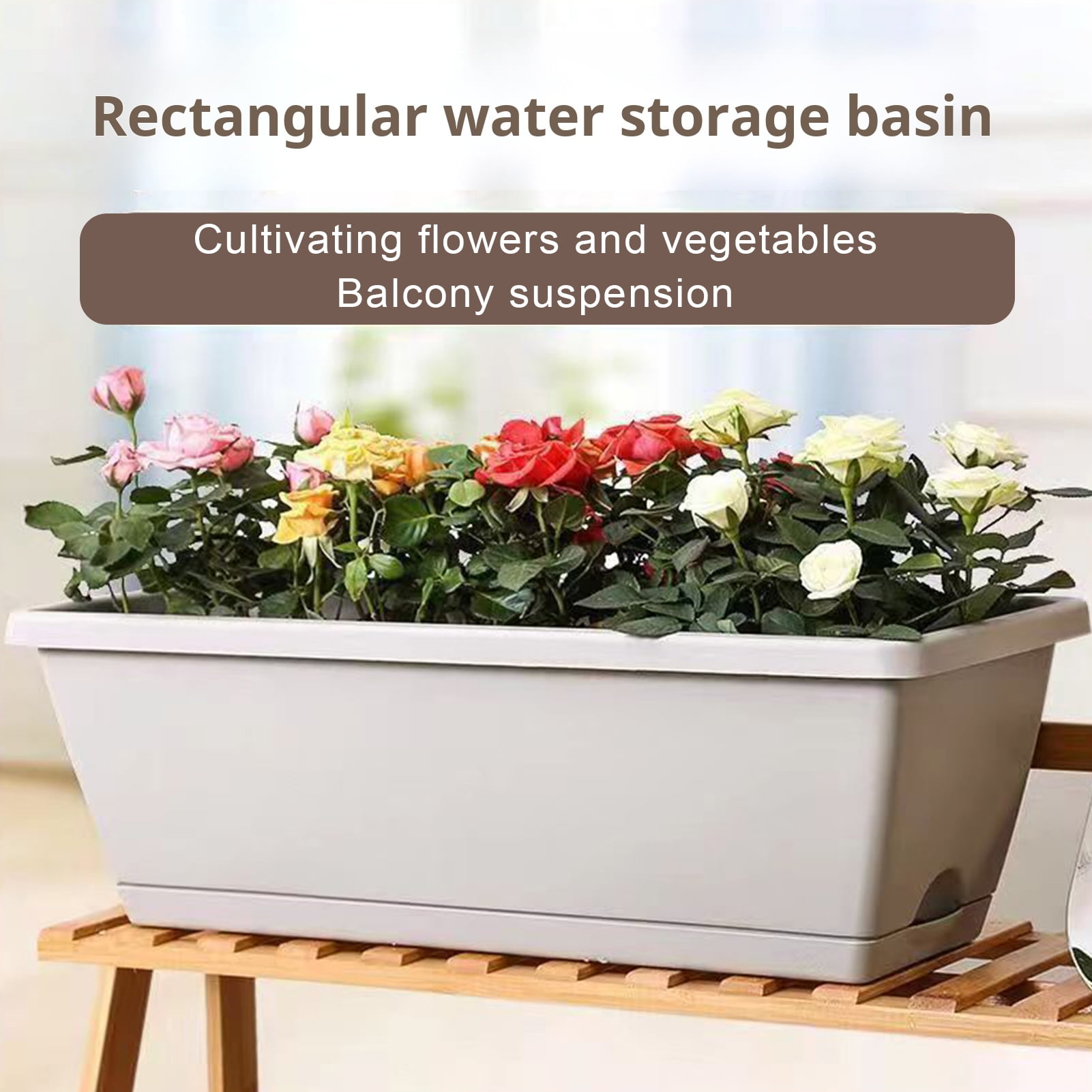 Bolincty Window Box Planter, Plastic Vegetable Flower Planters Boxes 17 ...