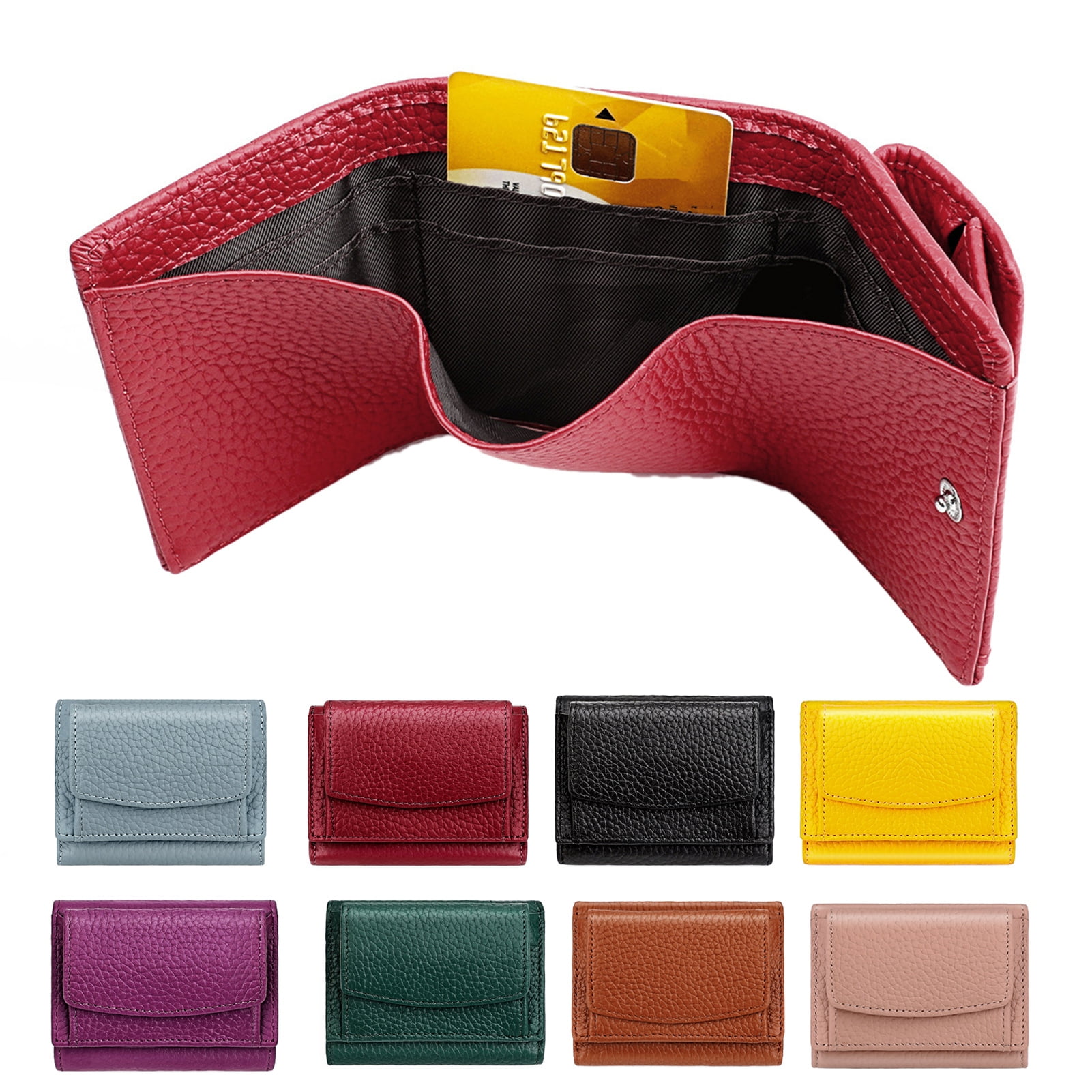 Bolincty Women Wallet Waterproof Faux Leather Snap Button Tri-fold Coin ...