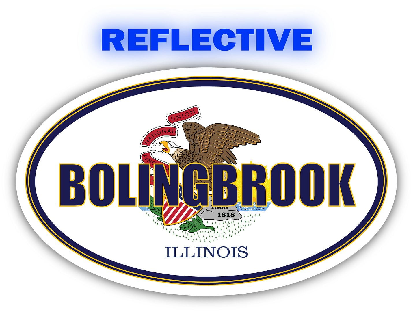 Bolingbrook City Illinois State Flag | IL Flag Will County Oval State ...