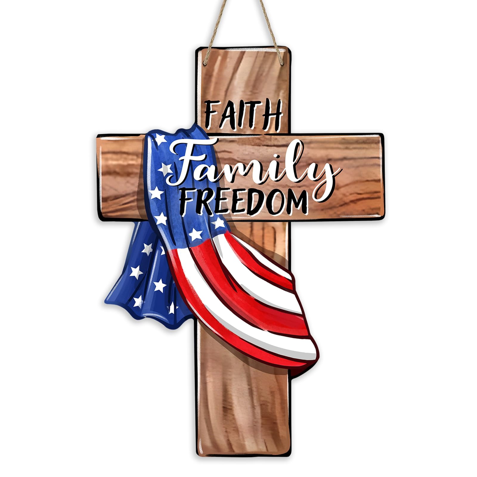 Bolisom Memorial Day 4th of July FST1 Cross Christian Sign, Patriotic ...