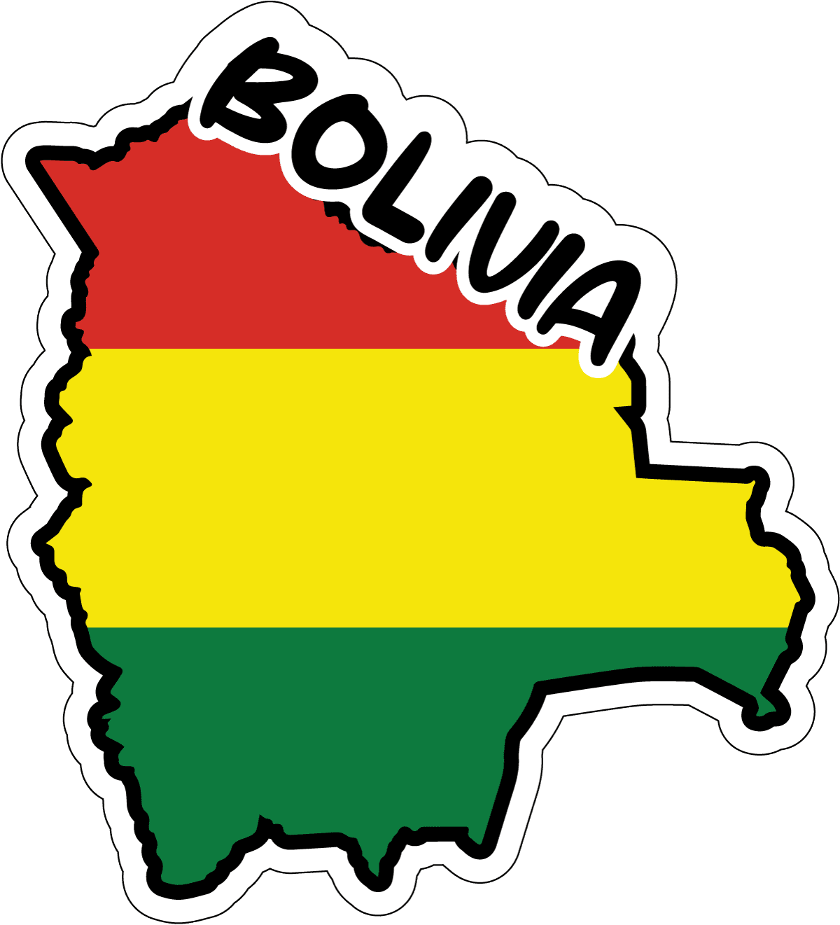 Bolivia Map Flag Sticker Decal 4 Inches - 4 inch - Walmart.com