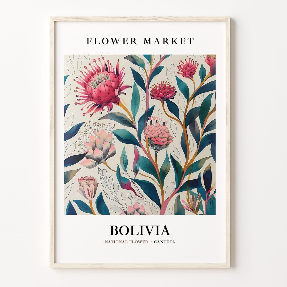 Bolivia National Flower Art Print Cantuta 1960'S Wall Art Neutral ...