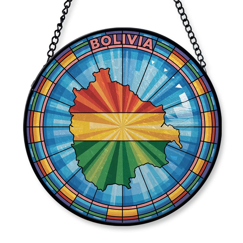 Bolivia Travel Decor Suncatcher Stained Glass Window Hanging, Gift for ...